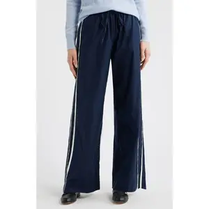 REFORMATION Julien Wide Leg Poplin Pants - Midnight