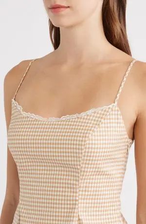 REFORMATION Genevieve Gingham Peplum Top