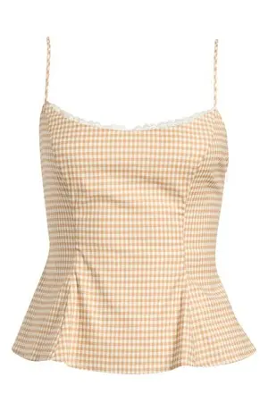 REFORMATION Genevieve Gingham Peplum Top