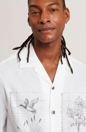 Ted Baker London Gallagr Linen & Cotton Camp Shirt