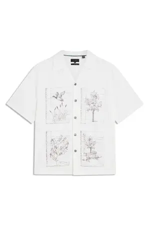 Ted Baker London Gallagr Linen & Cotton Camp Shirt