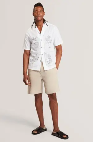Ted Baker London Gallagr Linen & Cotton Camp Shirt