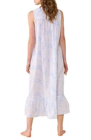 Eileen West Sleeveless Cotton Ballet Nightgown - White Blue