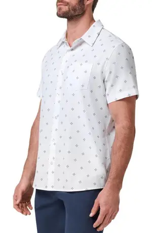 Travis Mathew Techwoven Seaside Print Short Sleeve Performance Button-up Shirt