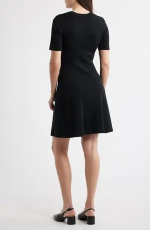 Eliza J Patch Pocket A-line Sweater Dress - Black
