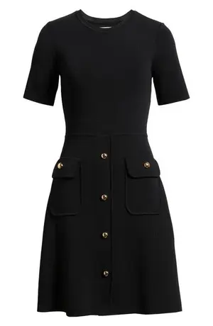 Eliza J Patch Pocket A-line Sweater Dress - Black