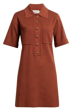 Eliza J Polo Sweater Dress - Rust