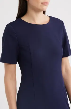 TAHARI ASL Pleated Detail Short Sleeve Dress