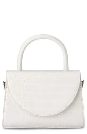 OLGA BERG Nadia Croc Embossed Faux Leather Top Handle Bag - White