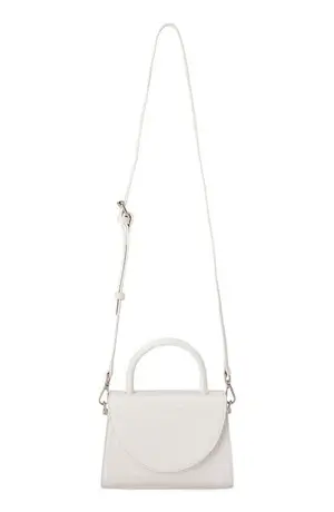 OLGA BERG Nadia Croc Embossed Faux Leather Top Handle Bag - White
