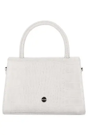 OLGA BERG Nadia Croc Embossed Faux Leather Top Handle Bag - White