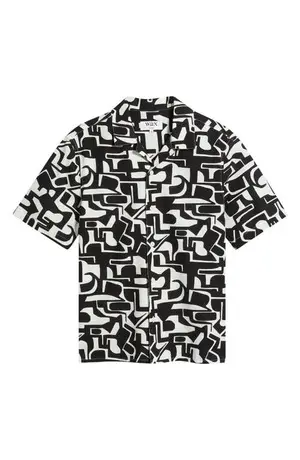 WAX LONDON Didicot Squiggle Geo Cotton Camp Shirt