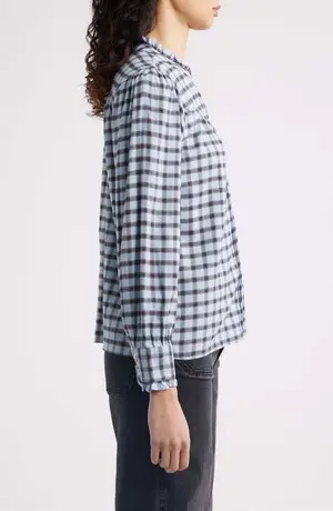 Rails Alanna Ruffle Check Organic Cotton Snap-up Shirt