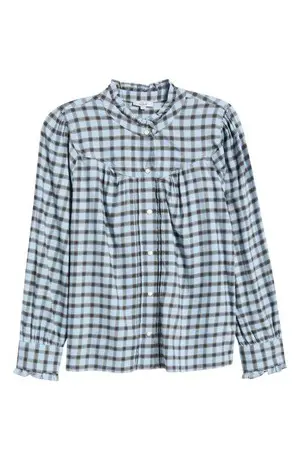 Rails Alanna Ruffle Check Organic Cotton Snap-up Shirt