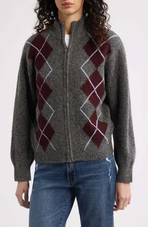 Rails Chloe Argyle Zip Cardigan