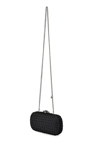 OLGA BERG Evelyn Woven Clutch With Removable Chain Strap