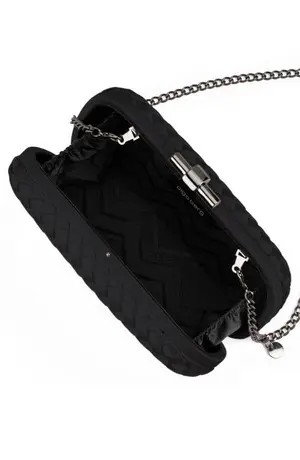 OLGA BERG Evelyn Woven Clutch With Removable Chain Strap