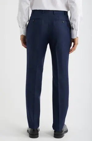 Canali Siena Regular Fit Flat Front Solid Wool Suit Pants
