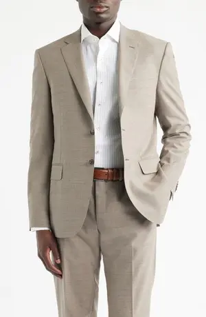 Canali Siena Regular Fit Tan Mélange Stretch Wool Suit
