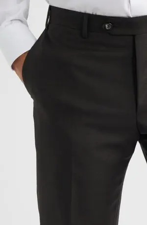 Canali Siena Regular Fit Flat Front Solid Wool Suit Pants