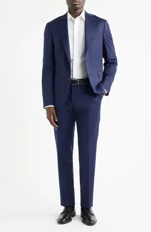 Canali Capri Trim Fit Pinstripe Wool Suit - Navy