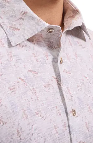 Bugatchi Miles Ooohcotton® Leaf Print Short Sleeve Button-up Shirt - Sienna