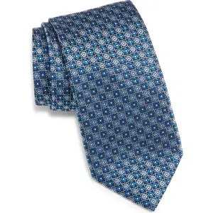Canali Micro Medallion Silk Tie - Blue