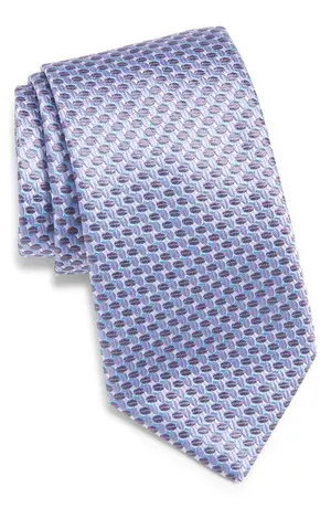 Canali Geometric Silk Tie - Purple
