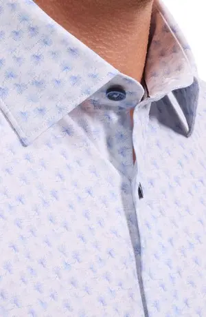 Bugatchi Miles Ooohcotton® Dandelion Print Short Sleeve Button-up Shirt