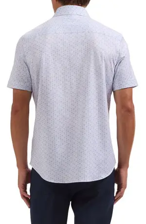 Bugatchi Miles Ooohcotton® Dandelion Print Short Sleeve Button-up Shirt