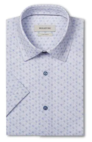 Bugatchi Miles Ooohcotton® Dandelion Print Short Sleeve Button-up Shirt