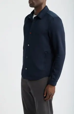 Bugatchi Soft Touch Knit Shirt Jacket - Navy