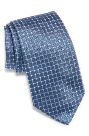 Canali Geometric Silk Tie - Blue