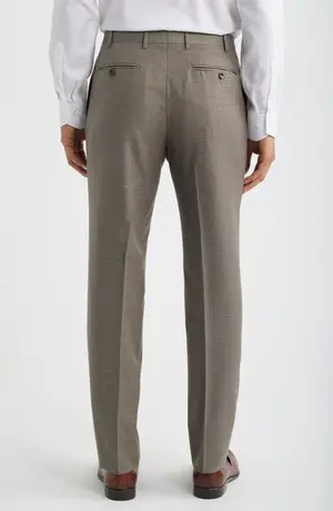 Canali Siena Regular Fit Flat Front Solid Wool Suit Pants