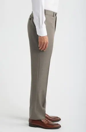 Canali Siena Regular Fit Flat Front Solid Wool Suit Pants