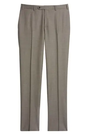 Canali Siena Regular Fit Flat Front Solid Wool Suit Pants