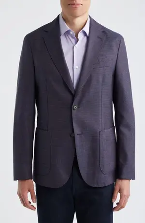 BOSS Hanry Slim Fit Textured Virgin Wool Sport Coat - Purple/blue