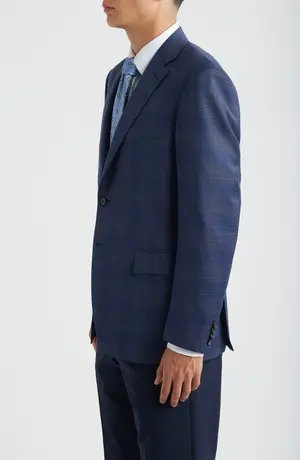 Canali Trim Fit Plaid Wool Sport Coat