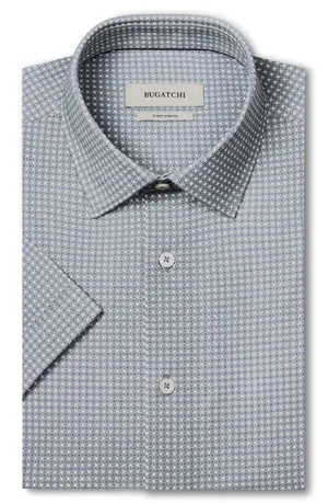 Bugatchi Miles Ooohcotton® Geo Print Short Sleeve Button-up Shirt - Avocado
