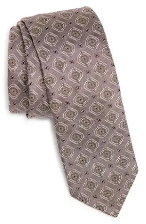 BOSS Medallion Silk Neck Tie - Med Pink