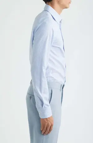 BOSS Hank Slim Fit Stripe Stretch Cotton Dress Shirt - Blue