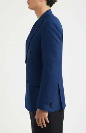 BOSS Hutson Slim Fit Navy Virgin Wool Double Breasted Blazer