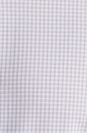 BOSS Hank Slim Fit Microcheck Stretch Dress Shirt - White/red/blue
