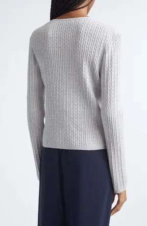 Vince Cable Stitch Merino Wool Blend V-neck Cardigan - Heather Grey