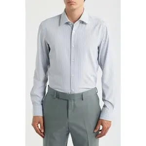 BOSS Hank Slim Fit Stripe Stretch Dress Shirt - Green