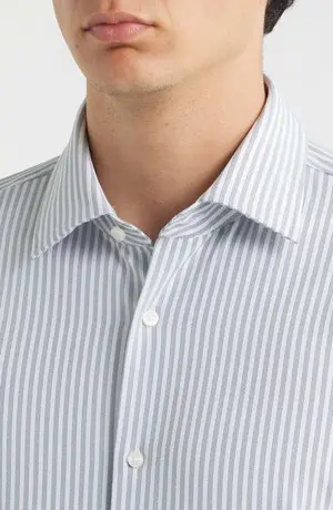 BOSS Hank Slim Fit Stripe Stretch Dress Shirt - Green