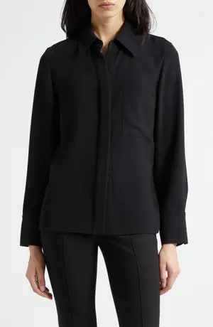 Vince Long Sleeve Button-up Shirt - Black