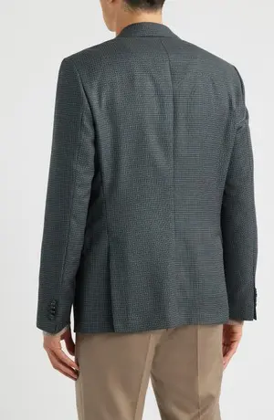 BOSS Hutson Slim Fit Dark Green Microcheck Virgin Wool Suit