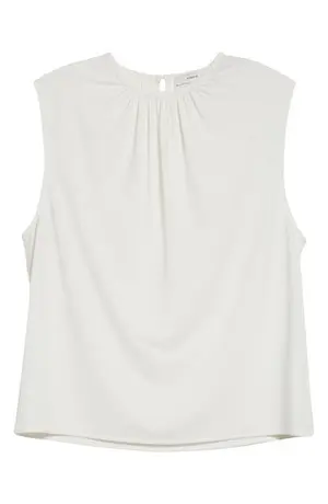 Vince Gathered Jewel Neck Top - Off White