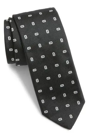 BOSS Embroidered Silk Tie - Black